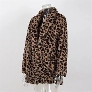 Jackets & Coats | Leopard Print Teddy Coat Jacket Faux Fur Coat | Poshmark